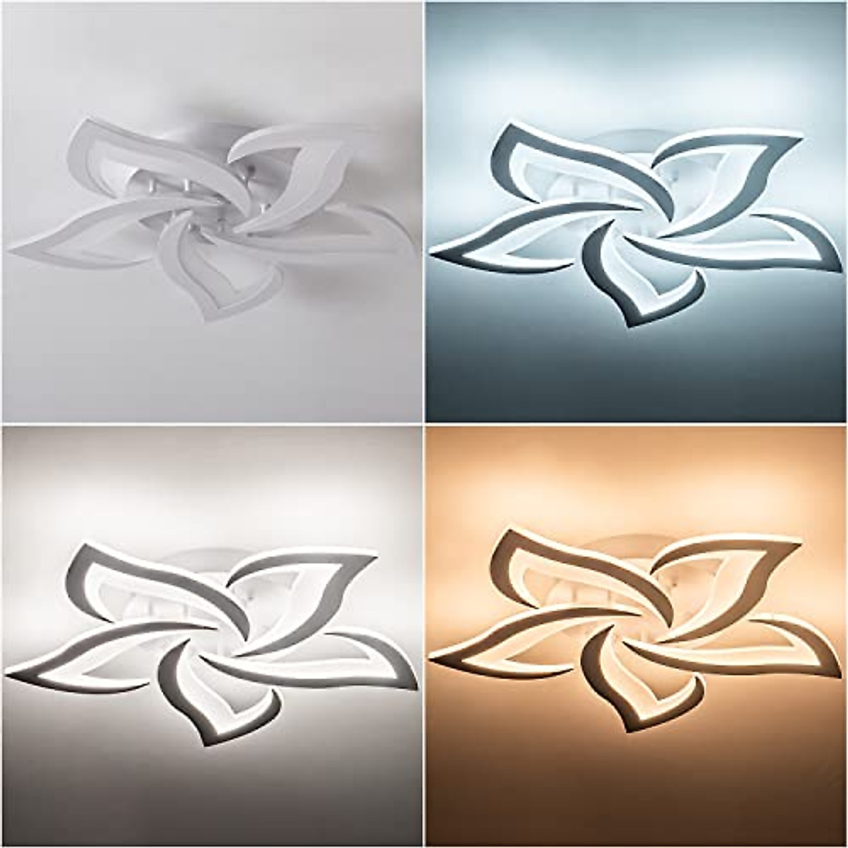 CHYING Modern LED Ceiling Light 23.6'' Dimmable Flush Mount Ceiling Light with Remote Control 80W LED Chandelier Acrylic Ceiling Lamp Fixture for Bedroom Kitchen Living Room Dining Room, White