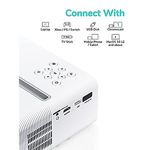 4K Projector, Projector with WiFi and Bluetooth, Portable Movie Projector with Remote, Home Theater Video Projector Compatible with HDMI, USB, MicroSD, Laptop, iOS & Android