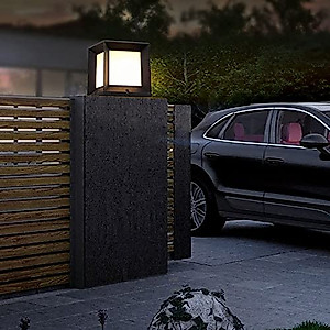 GPNFGTL Outdoor Pillar Light Square External Waterproof Column Light Modern Energy Saving Pilliar Light IP55 Rustproof Aluminum Patio Post Light Fixtures E26 Column Lamp for Porch Garden Garage
