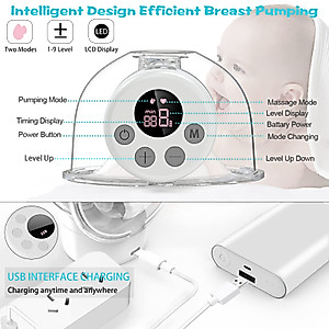 Double Wearable Breast Pump,Hands Free Breast Pump with LCD Display, 2 Modes & 9 Levels of Suction, Memory Function, Hands Free Painless,Portable Breast Pump,24mm Flange