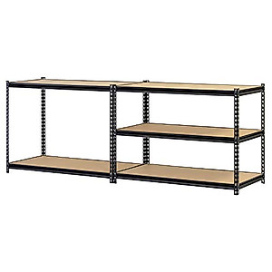 EDSAL UR245AZ-BLK Steel Storage Rack, 5 Adjustable Shelves, 4000 lb. Capacity, 72" Height x 48" Width x 24" Depth, Black (Pack of 2)