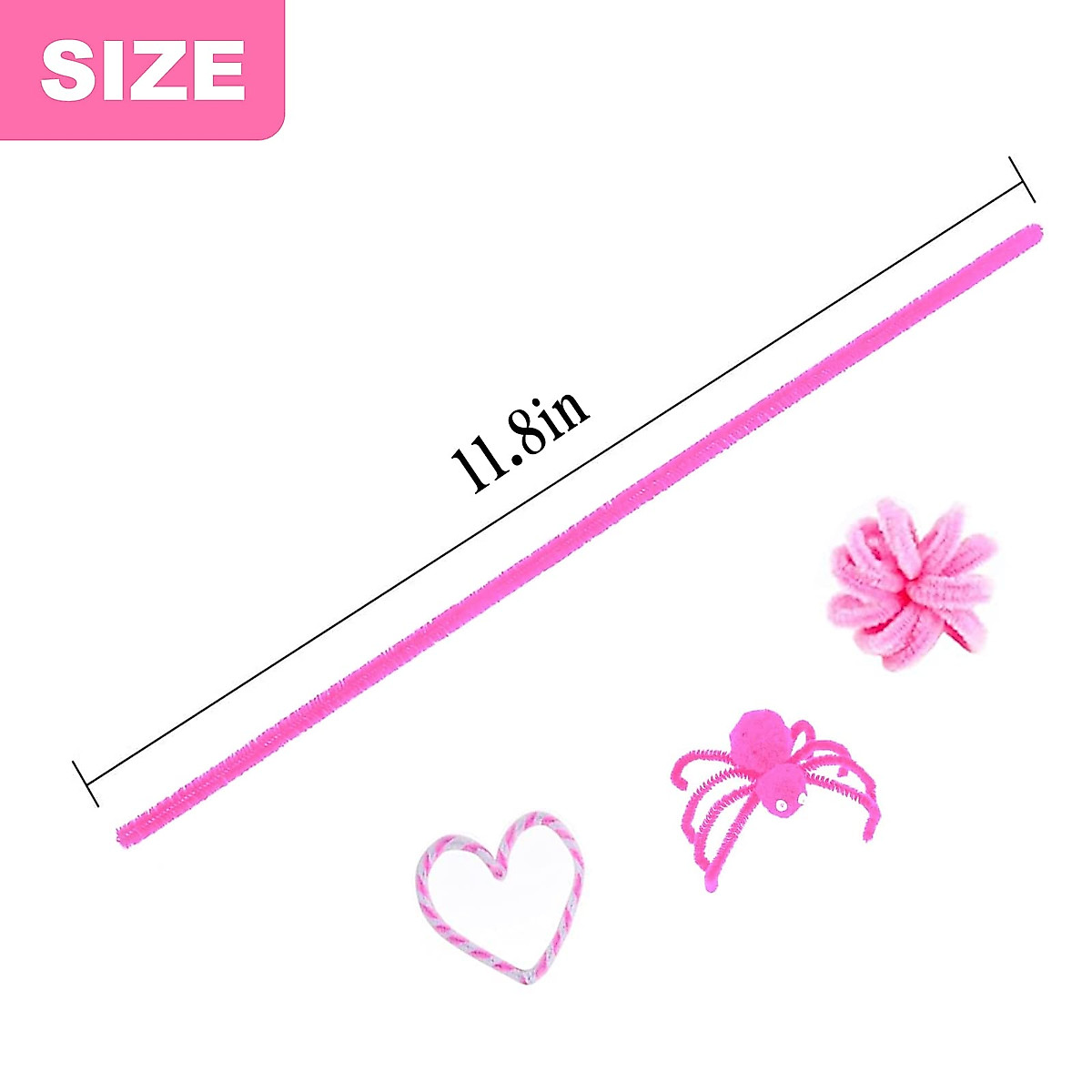 100Pcs Pink Pipe Cleaners，30cmX6mm Pipe Cleaners Craft Chenille Stems for DIY Art Creative Crafts (Pink100)