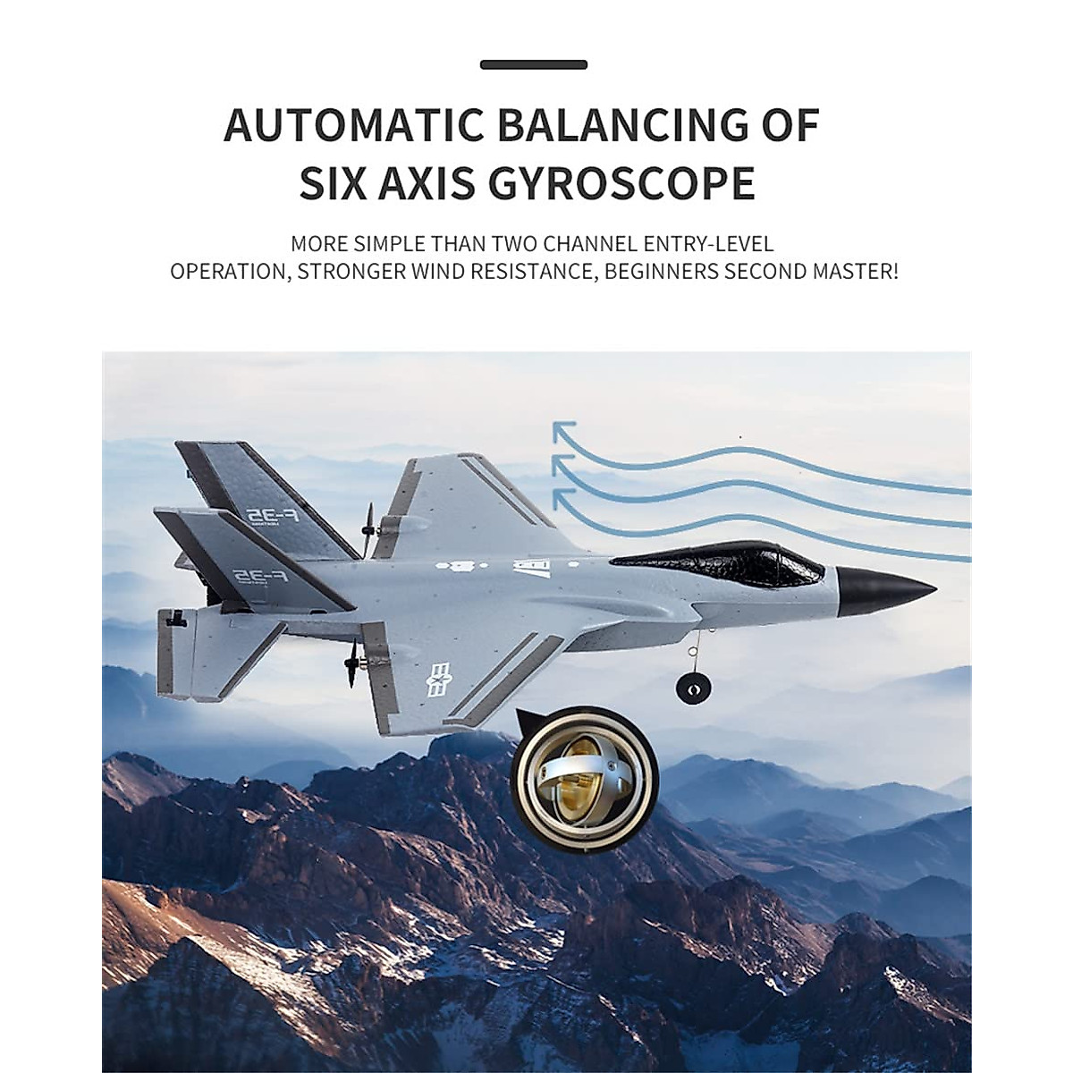 RC Airplane, 2.4Ghz 2 Channel Remote Control Plane Ready to Fly,RC Aircraft Built in 6-Axis Gyro,Easy Fly RC Plane for Kids Boys Beginner(Two Batteries)