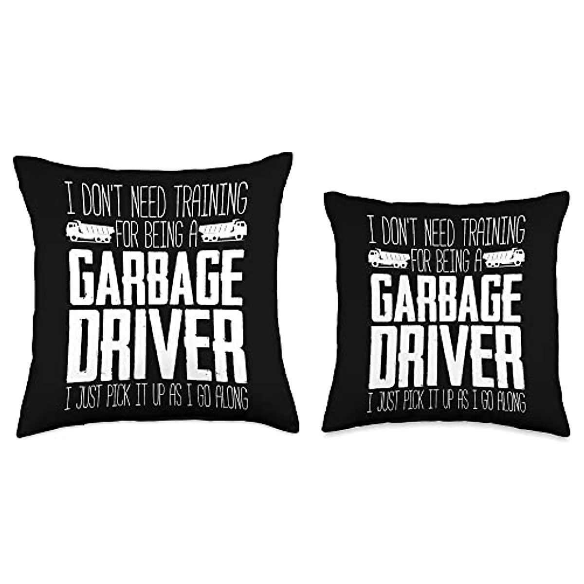 Garbage Truck RCV Waste Disposal Motifs Garbage Driver Joke Trucks Recycling Waste Bin RCV Throw Pillow, 16x16, Multicolor