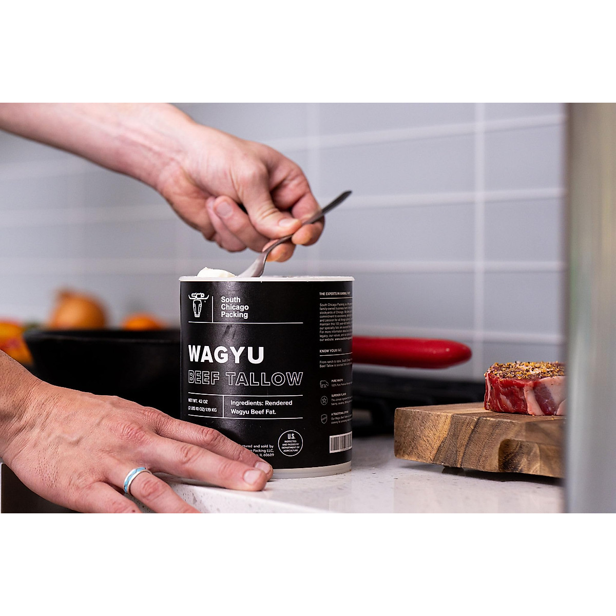 South Chicago Packing Wagyu Beef Tallow, 42 Ounces, Paleo-friendly, Keto-friendly, 100% Pure Wagyu