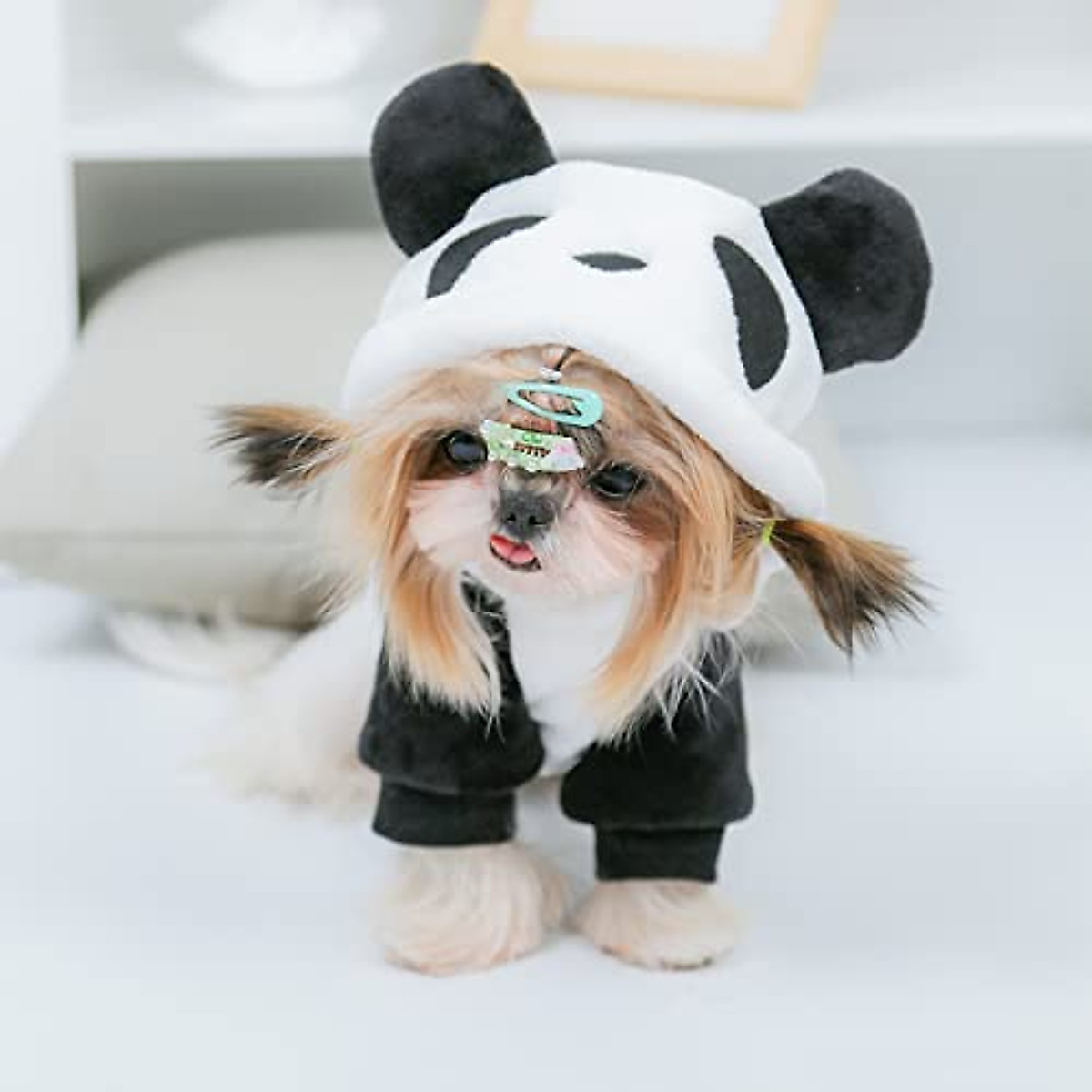 MESHEEN Dog Sweaters for Puppy and Cats Made of Skin Friendly Soft Double Face Fleece Fabric Keep Your Pet Cozy, Dog Jacket Use Cute Panda Ears Hooded Design