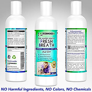 Vet Recommended Dog Breath Freshener Water Additive for Pet Dental Care - All Natural - Works to Solve The Cause of Bad Dog Breath. Add to Pet's Drinking Water - Made in USA (16oz/473ml)