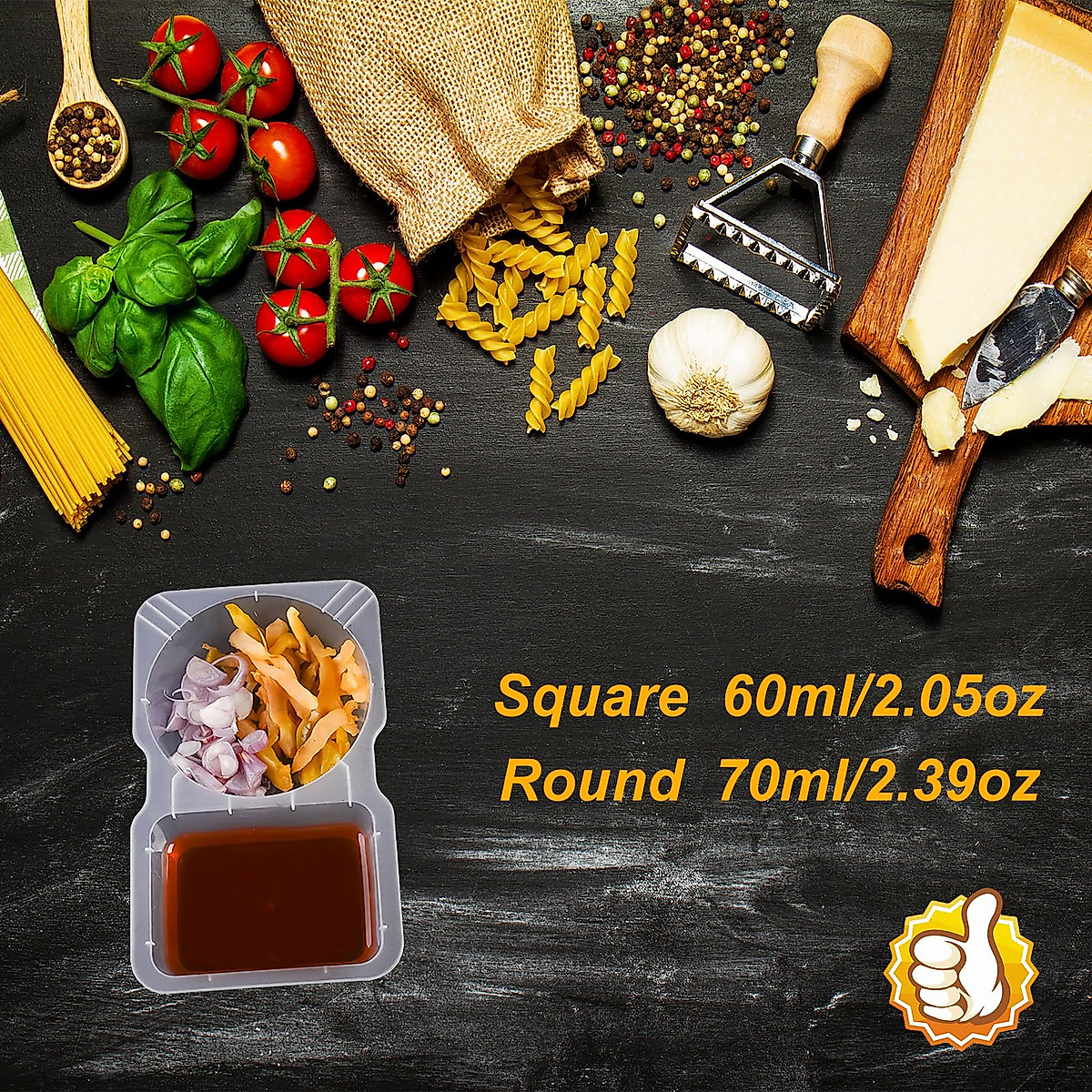 40PCS Double Compartment Snack Containers with Lids,Square & Round Condiment Containers with Lids,Disposable Double Compartment Snack Containers,Easy To Carry, Suitable for Takeout and Outdoor