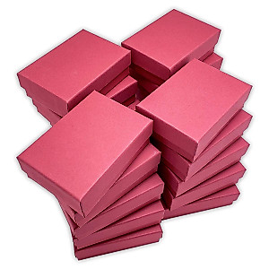 TheDisplayGuys - 25-Pack #32 Cotton Filled Cardboard Paper Jewelry Box Gift Case - Matte Red (3.3" x 2.3" x 1.0") - for Gifting, Shipping or Storage