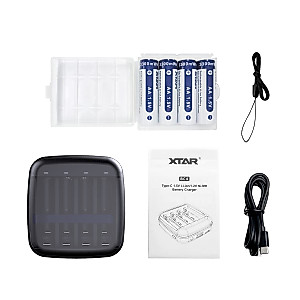 XTAR AA Battery 1.5V AA Lithium Rechargeable Batteries 3300mWh Constant Volt AA Lithium Batteries, 4 Count with BC4 Charger