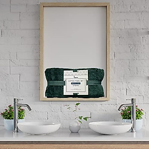 Linteum Textile 12 Piece Face Towel Set, 12x12 Inch, 100% Soft Cotton 16 Single Ring Spun Premium Washcloths Absorbent Durable Luxurious Face Towel (Hunter Green)