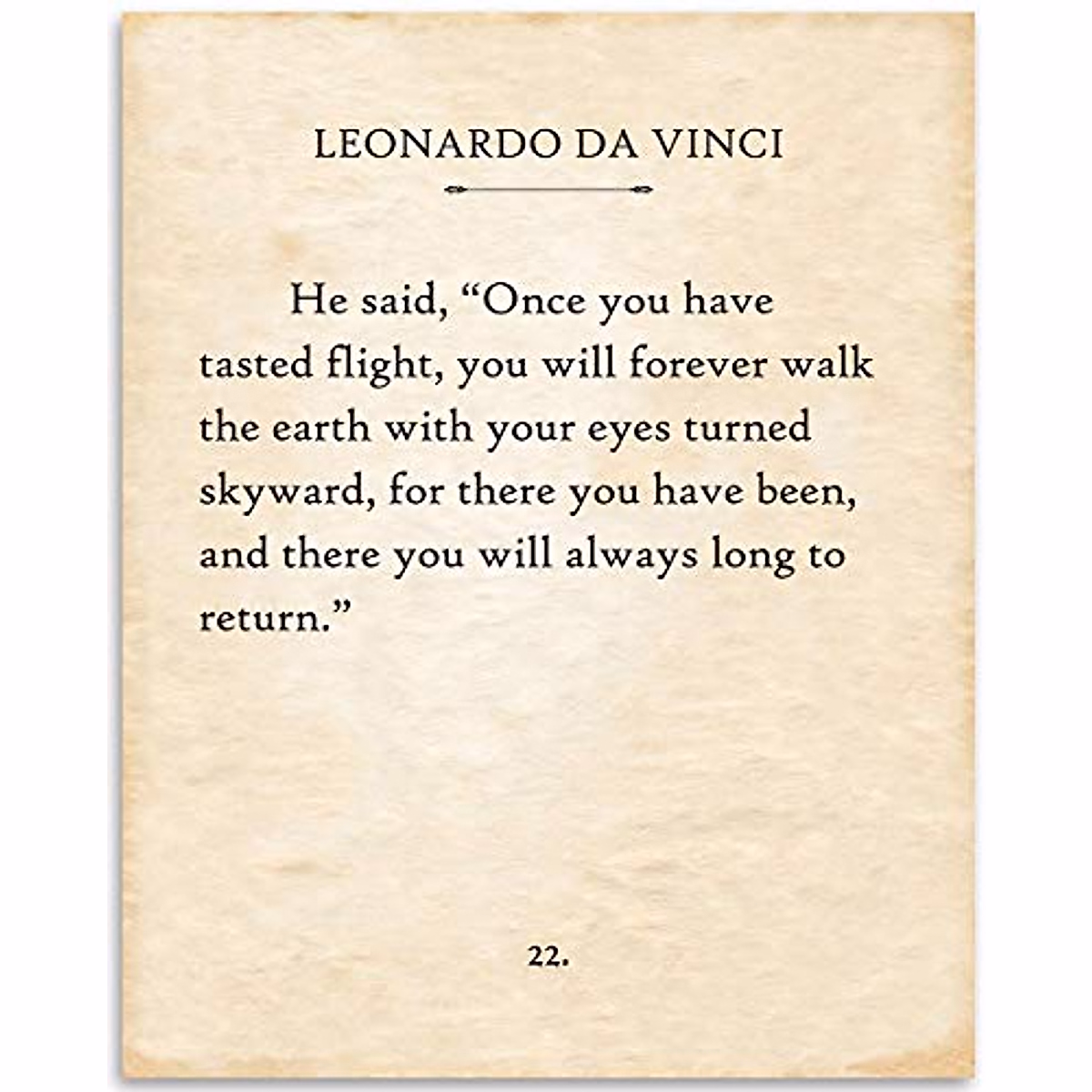 DaVinci - Once You Have Tasted Flight - 11x14 Unframed Typography Book Page Print - Great Decor and Gift for Pilots Under $15