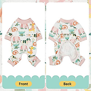 Lelepet Dog Pajamas, Dog Pjs for Small Medium Dogs, Cotton Dog Onesie Jumpsuit, Doggie Hair Shedding Cover, Cute Pet Clothes Apparel Pink
