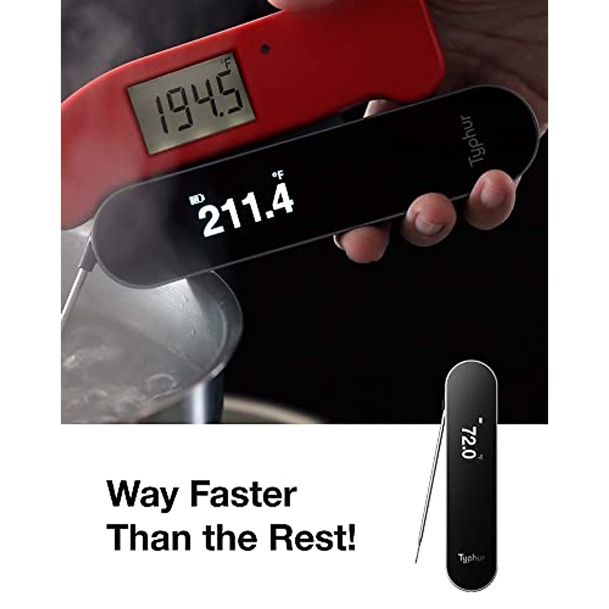 Typhur InstaProbe, No.1 Fastest (Less Than .75 Second) Meat Thermometer Digital, Instant Read Thermometer with OLED Display, IP67 Waterproof Food Thermometer for Cooking, Smoker, BBQ, Grill