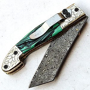 PAL 2000 KNIVES POC-9777 Folding Knife Handmade Damascus Steel Pocket Knife Resin Handle