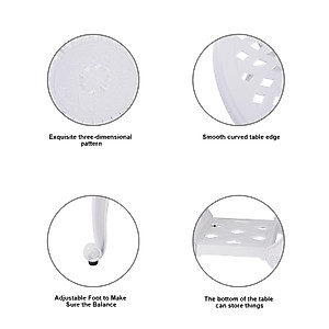 C/G Outdoor Side Tables,Cast Aluminum Patio End Tables,Anti-Rust Coffee Table for Garden Patio Lawn (Round-end Tables, White)