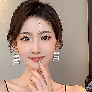 Folding Chair Earrings， Funny Fight Acrylic Chair Drop Dangle Earrings for Women Christmas Halloween Party Boho Jewelry Gifts（White）