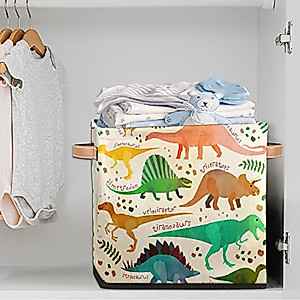 Dinosaur Pattern Storage Basket Bins for Organizing Pantry/Shelves/Office/Girls Room, Cute Animal Storage Cube Box with Handles Collapsible Toys Organizer 13x13