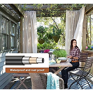 Higswor Blackout Curtain Rod : Industrial Curtain Rods 2 Pack Wrap Around Curtain Rods for Windows 28 to 48 inch Rustic Outdoor Curtain Rod for Bedroom Patio Farmhouse Matte Black Curtain Rod