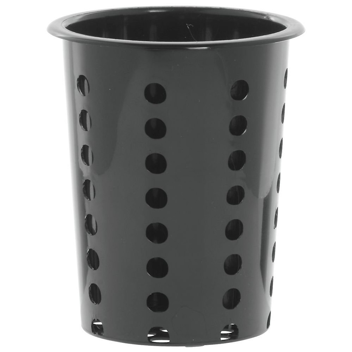 HUBERT® Flatware Cylinder Perforated Black Plastic- 4 1/2"Dia x 5 1/2"H