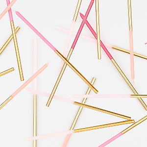 Meri Meri Gold Dipped Birthday Candles for Cake (Pack of 16), 7.25" Tall, Unscented Meri Meri Candles, Gold Birthday Candles