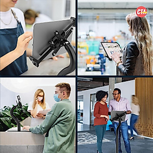 Kiosk Stand Neck - CTA Premium Height-Adjustable Floor-to-Desk Security Kiosk Stand Neck for iPad 7th/ 8th/ 9th Gen 10.2", iPad Pro 12.9", Surface Pro 4, Galaxy Tab S3, & 7-14" Tablets (PAD-PARASW)