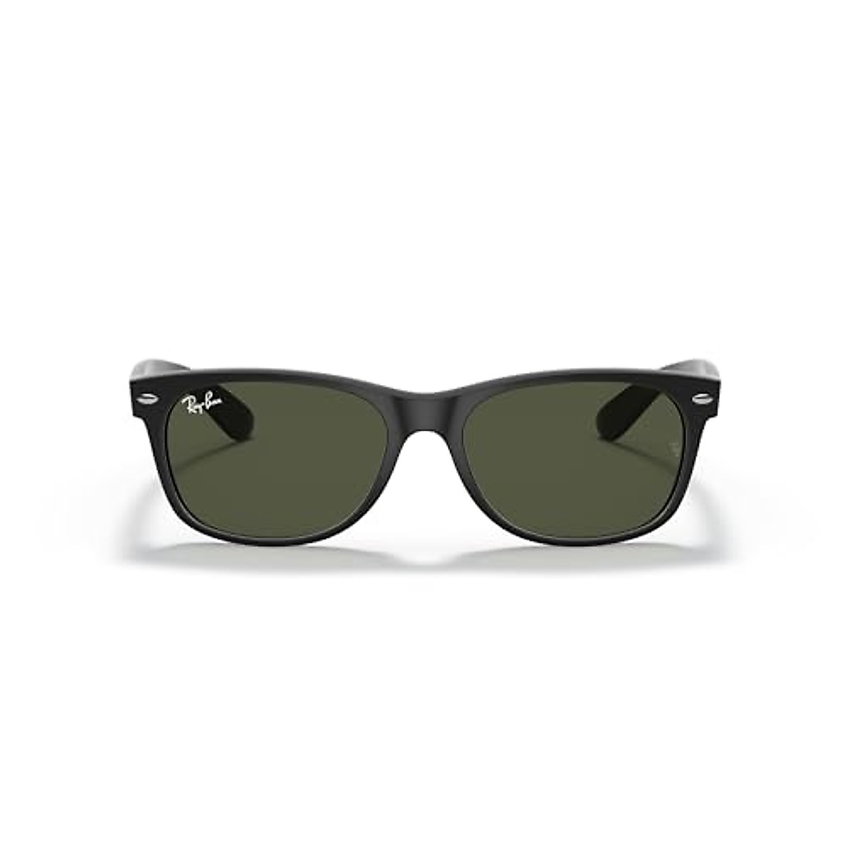 Ray-Ban RB2132 New Wayfarer Square Sunglasses, Rubber Black/G-15 Green, 58 mm