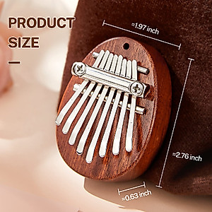 Mini Kalimba 8 Keys Thumb Piano Cute Portable Exquisite Oval Finger Piano Musical Instrument Sapele Wood Marimba Good Accessory Pendant Gift for Kids Adult Beginners