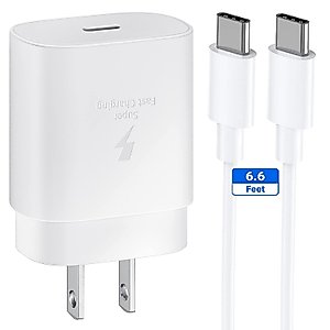 Samsung Fast Charger 25W USB C Super Fast Charging Type C Charger Cable Cord 6.6FT for Samsung Galaxy S24 S24+ S23 S22 S21 S20 Ultra/Plus/FE,Note 20/10,Z Fold5,Z Flip5,A55/A15/A25,Galaxy Tab A8/S8/S9