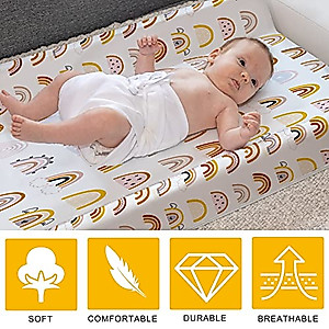 Changing Pad Cover, Boho Rainbow Change Table Pad Covers, Soft and Light Bassinet Pad, Stretchy Changing Table Sheets for Boys and Girls Baby Cradle Mattress