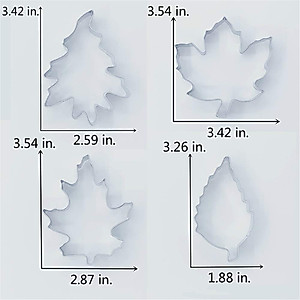 LILIAO Leaf Cookie Cutter Set - 7 Pieces - Maple Leaf, Rose Leaf, Ivy Leaf, Oak Leaf - Stainless Steel