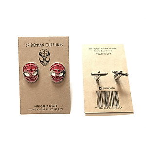 Superhero Cufflinks Wedding/Birthday Set of 5: Iron Man Spiderman Captain America Thor Hulk Marvel Collection