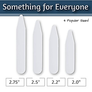 60 Plastic Collar Stays for Men's Dress Shirts - Dress Shirt Collar Inserts Collar Tabs in 4 Sizes- Plastic Collar Stays for Men with Collar Stay Holder