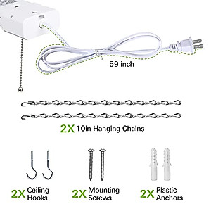 hykolity 4 Pack 4FT LED Shop Light, Linkable Utility Shop Lights, 42W, 5000K Daylight White Shop Light for Garages, Workshops,Hanging or FlushMount, Power Cord with Pull Chain Switch, ETL