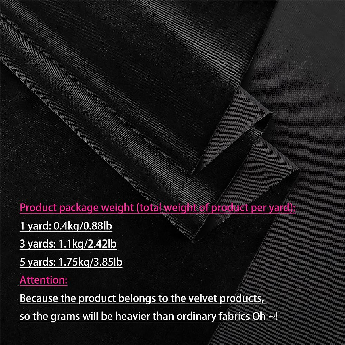 MaiMaiSuan Black Velvet Fabric by The Yard,1 Yard 60" Wide Soft Stretchy Velvet Cloth for Upholstery Sofa Chair Cover,DIY Sewing,Costume,Craft,Curtain