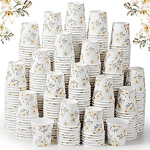 500 Pcs Tasting Paper Cups 2oz Disposable Mouthwash Cup Mini Beverage Drinking Cup Small Snack Cup for Kid Adult Home Bathroom Kitchen Picnic Travel Events Party Supplies Favors (Flower)