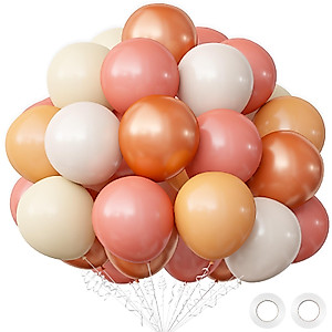 OuMuaMua Blush Pink Rose Gold Balloons, 62Pcs Retro Pink Rose Gold Beige White Nude Balloons for Women Girls Birthday Baby Shower Wedding Bridal Shower Party Decorations, 12 Inch