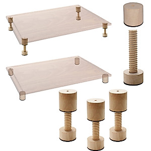 ANFU Cutting Board Adjustable Feet, Wood Adjustable Feet for Countertop Cutting Board- Kit to Elevate and Skid-Proof Your Cutting Board (Beige)