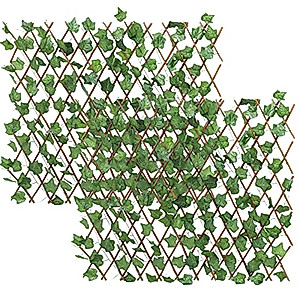 Veryhome Expandable Privacy Fence Screen Outdoor for Balcony Patio, Faux Ivy Fencing Panel, Artificial Hedges for Garden Backdrop Porch Pool Backyard - 2 Pack