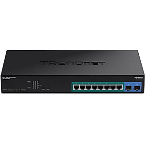 TRENDnet 10-Port Gigabit Web Smart PoE+ Switch with 8 Gigabit PoE+ Ports, 2 SFP Slots, 130W PoE Budget, VLAN, QoS, LACP, IPv4/IPv6 Static Routing,Lifetime Protection, Black, TPE-1021WS
