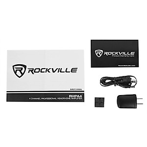 Rockville RHPA4 4 Channel Professional Headphone Amplifier Stereo or Mono Amp, Black, 4.6” x 3” x 2.36”