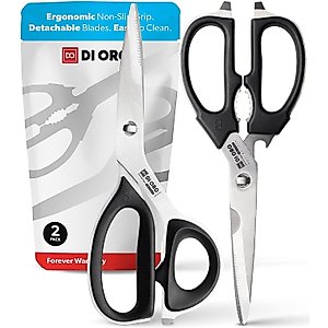 DI ORO Heavy Duty Kitchen Shears - Kitchen Scissors All Purpose - Sharp Kitchen Scissors for Food, Meat, & Herbs - Stainless Steel Kitchen Shears Heavy Duty & Dishwasher Safe - Bone Cutting Scissors