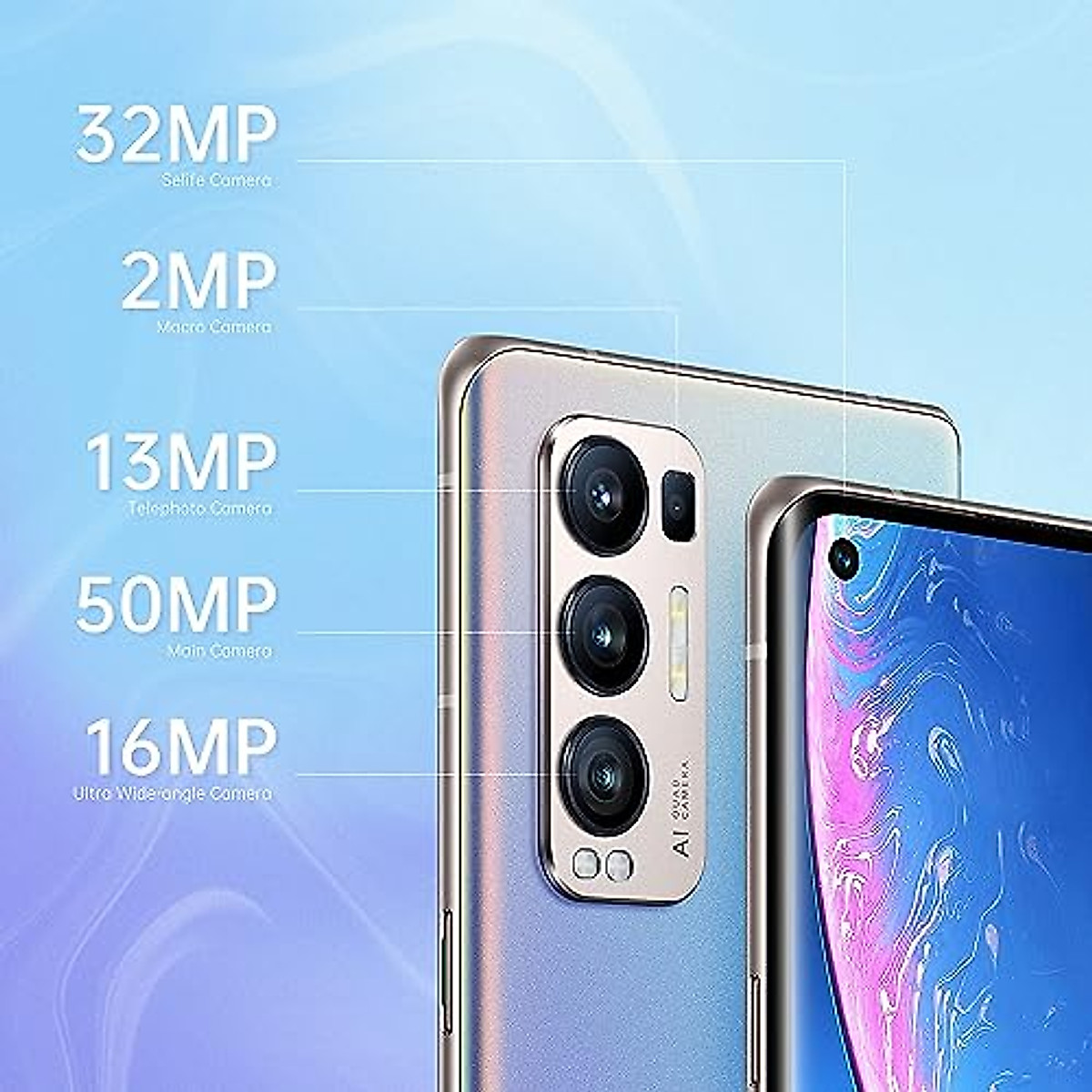 OPPO Reno5 Pro 5G Dual-SIM 256GB ROM + 12GB RAM (GSM only | No CDMA) Factory Unlocked 5G Smartphone (Silver) - International Version
