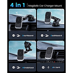 for MagSafe Car Charger Mount, Magnetic Car Wireless Charger for iPhone 14/13/12, 14/13/12 Pro, 14/13/12 Pro Max, 14 Plus, 13/12 Mini, Air Vent Dashboard Car Charging Holder(with QC 3.0 Car Charger)