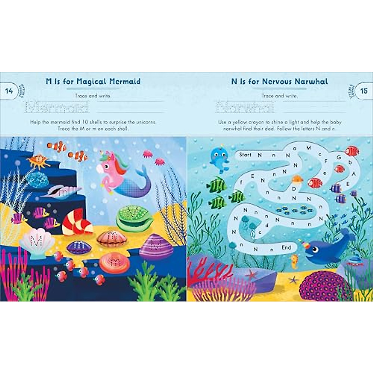 Kindergarten Activity Book Unicorns: 75 Games to Practice Early Reading, Writing, and Math Skills (School Skills Activity Books)