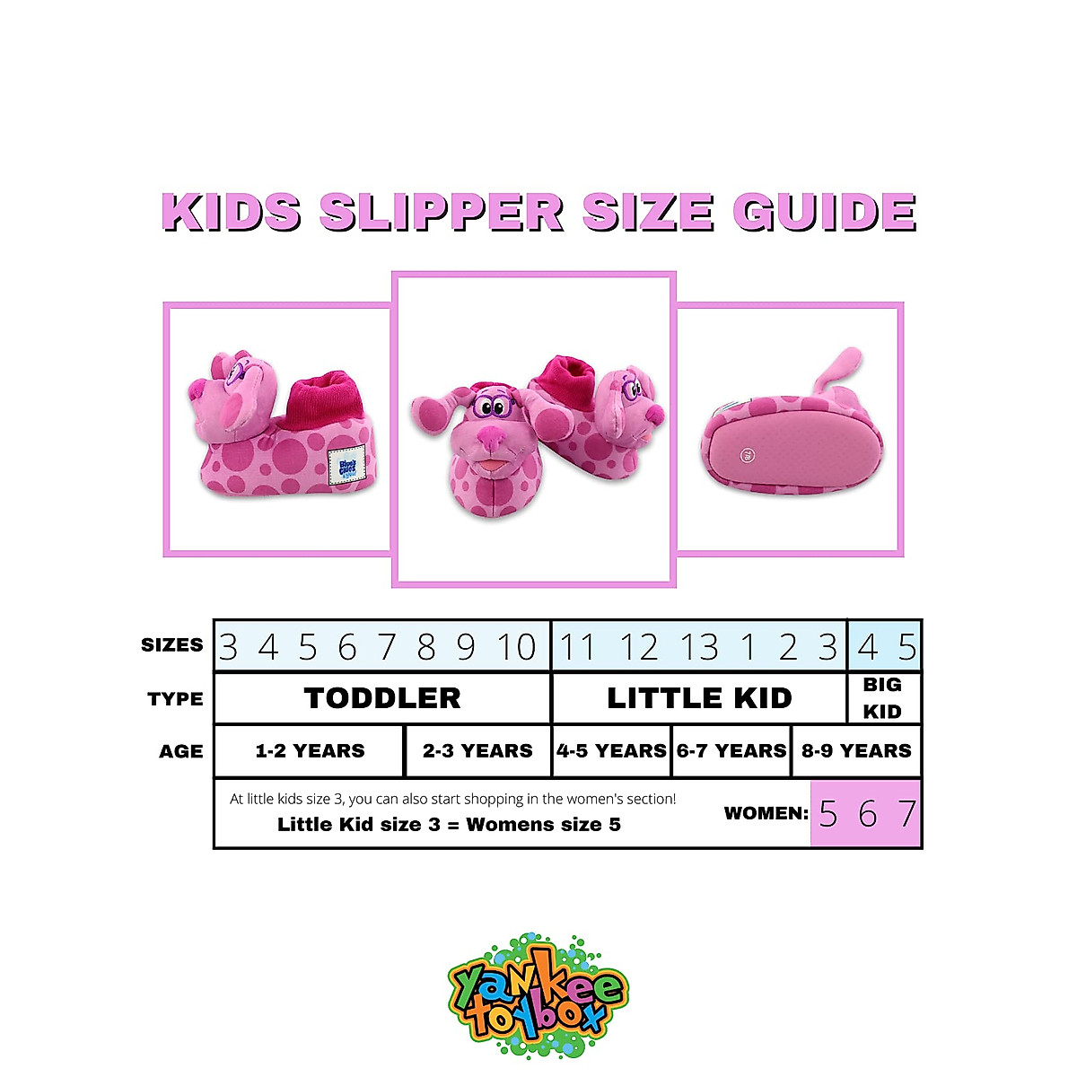 Blue's Clues & You Magenta Toddler Plush 3D Sock Top Slippers (5-6 M US Toddler, Magenta)