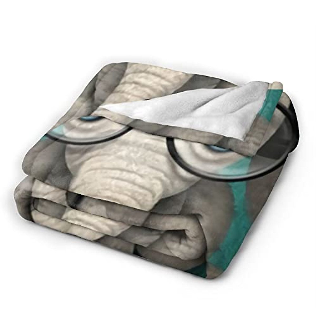 DJ Elephant Throw Blanket Decorative Flannel Throw Super Soft Cozy Lightweight Blankets for Couch Bed Sofa All Season 50x60 inch