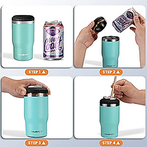 HAUSHOF 12 oz Can Cooler, 4 in 1 Insulated Stainless Steel Can Insulator, Fits for 12 oz Standard Can|12 oz Slim Can|12 oz Beer Bottle, Perfect for Camping, Beach, Picnic