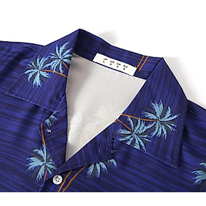 ELETOP Men's Hawaiian Shirt Quick Dry Tropical Aloha Shirts Beach Holiday Casual Shirts Blue F091 M