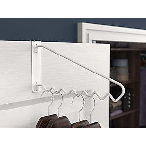 ClosetMaid Hanging Bar Valet Rod for Wall or Door Mount Installation, Hardware Included, Folding Design, Durable Steel, White, 11.75